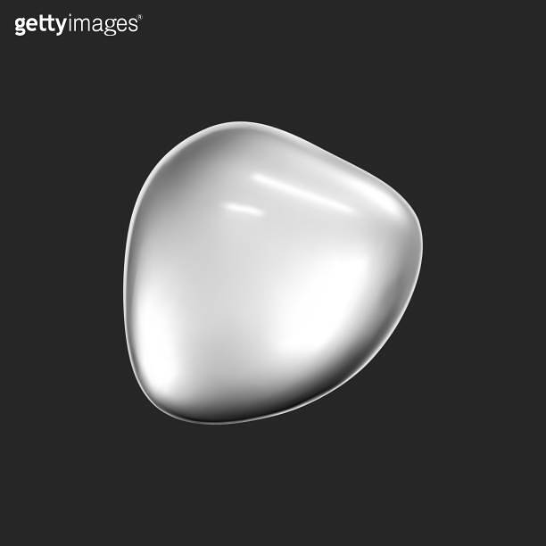 3d chrome liquid shape, metallic fluid bubble isolated on black ...