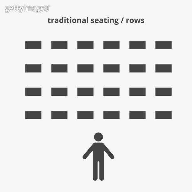 Traditional seating arrangements icon. Plan of seats in classroom ...