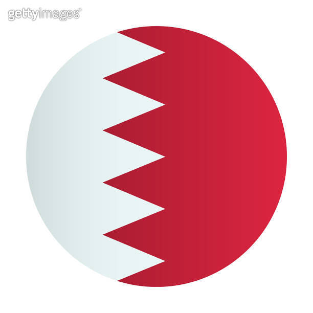 The kingdom of Bahrain national flag. Country identity. Circle badge ...