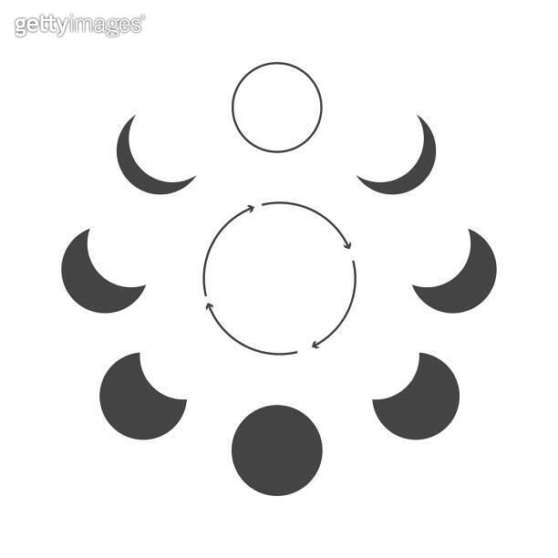 Phases of moon infographic. New, Full, Waning Crescent, First and Last ...