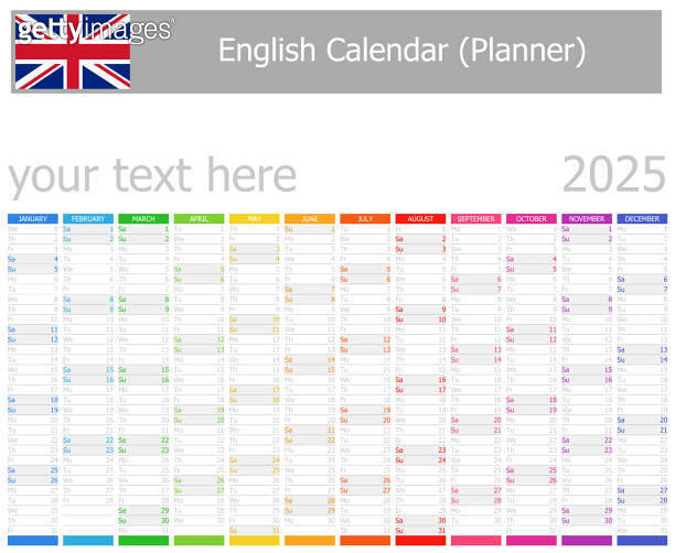 2025 English Planner Calendar with Vertical Months (1907500977) 일러스트 ...