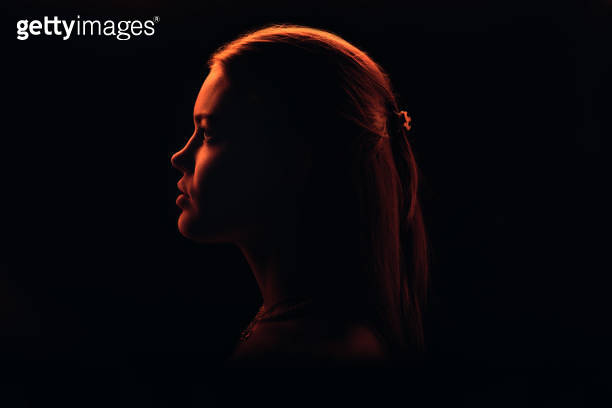 Beautiful Young Woman With Straight Hair Watching Straight Side Profile ...