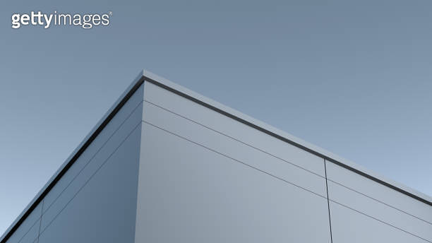 Block building, concrete, minimalist. Modern architectural design in a ...