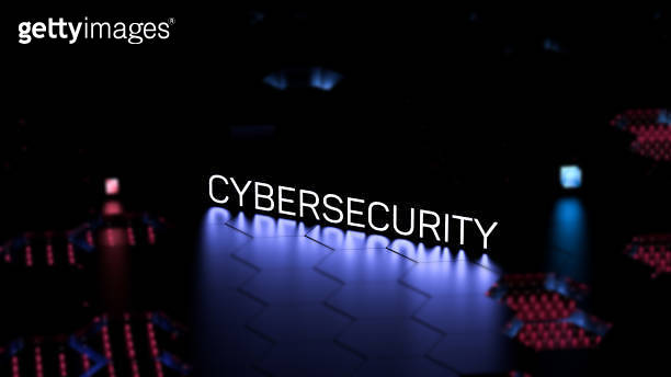 CYBERSECURITY illuminated lettering, text. Cybersecurity, the concept ...