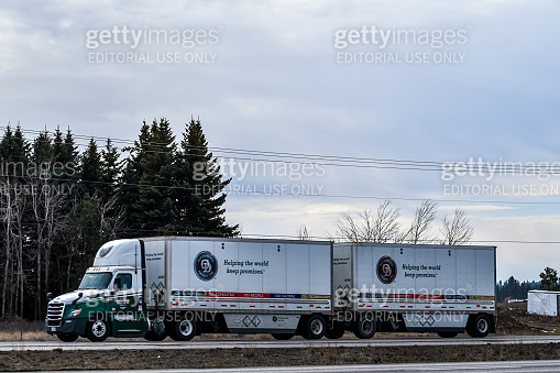 Old Dominion Freight Lines semi-truck on a section of interurban ...