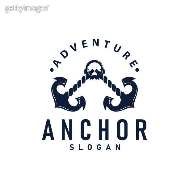 Marine ship vector anchor logo simple minimalist design anchor ...
