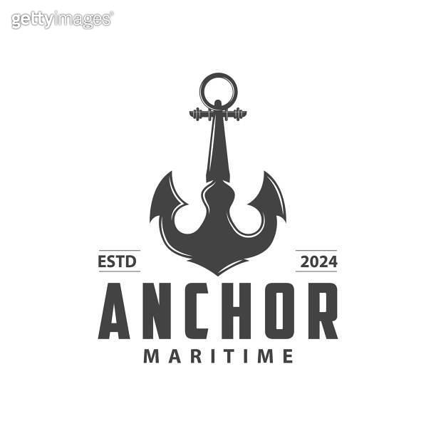 Marine ship vector anchor logo simple minimalist design anchor ...