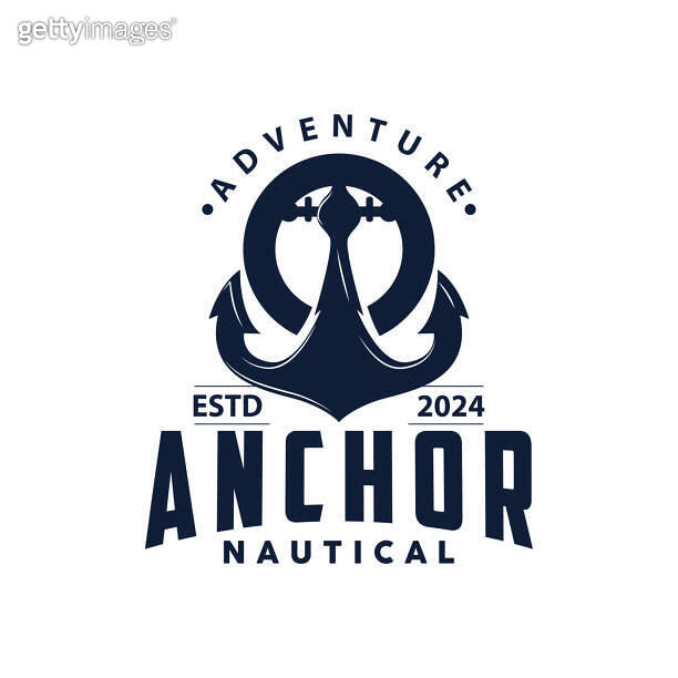 Marine ship vector anchor logo simple minimalist design anchor ...