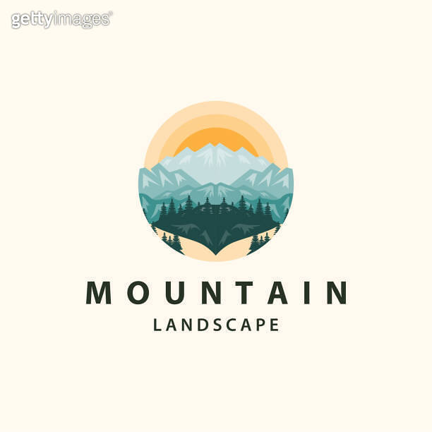 Landscape logo nature adventure design mountain and river luxury vector ...