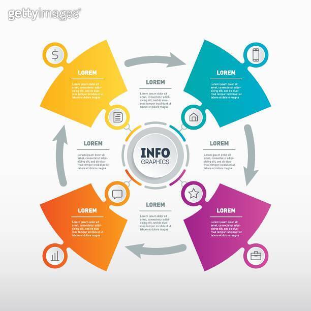 Infographic with 4 steps. Concept of cycle info graphic with four parts ...