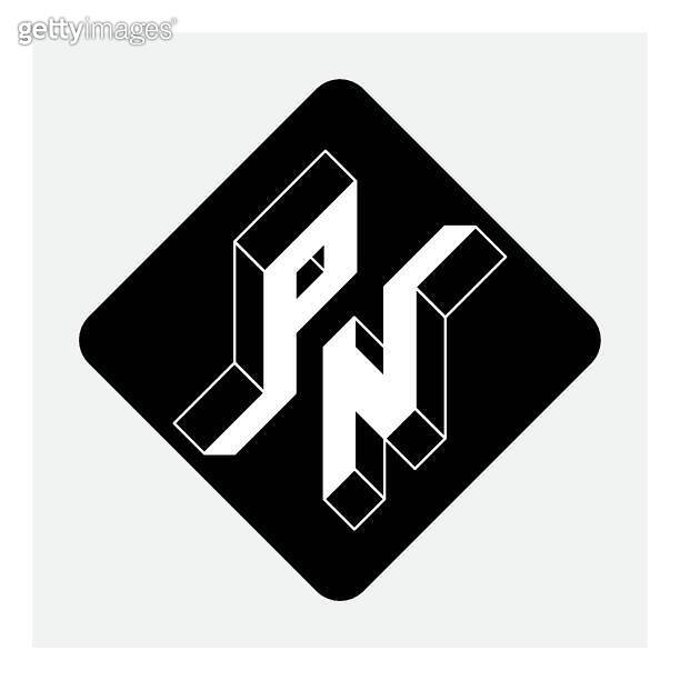 P and N - Monogram or logotype. Isometric 3d font for design. Three ...