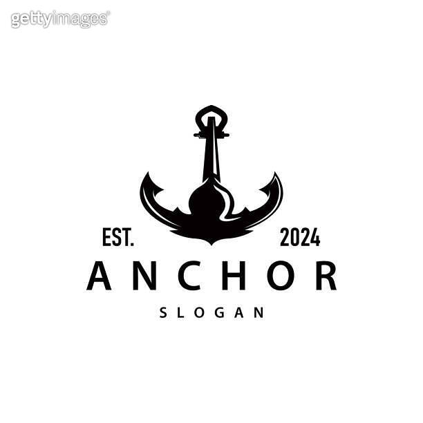 Marine ship vector anchor logo simple minimalist design anchor ...