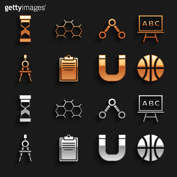 Set Clipboard with checklist, Chalkboard, Basketball ball, Magnet ...