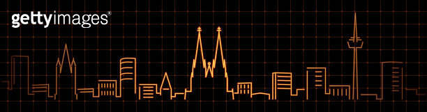 Cologne Bright Simple Line Skyline on Dark Grid Background 이미지 (2161241910) - 게티이미지뱅크