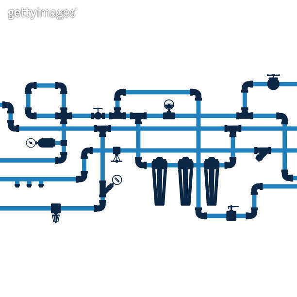 Water pipe system with valves and water filters 이미지 (2007430795) - 게티이미지뱅크