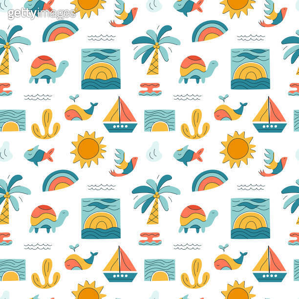 Seamless pattern with animals and elements of nature 이미지 (2156051408 ...