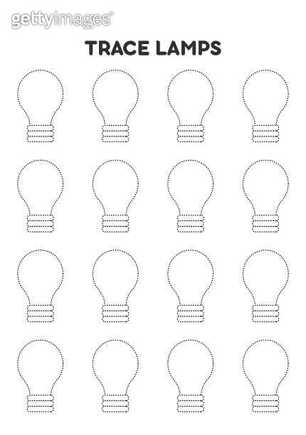 Trace lamps. Worksheets for kids. Preschool education. 이미지 (1921831737 ...