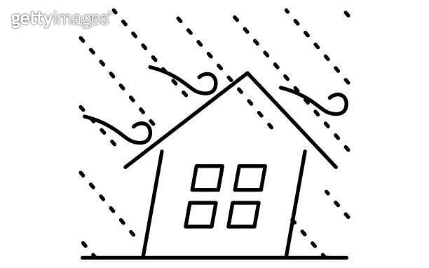 Simple line drawing icon of natural disasters, Typhoon (2158417757 ...