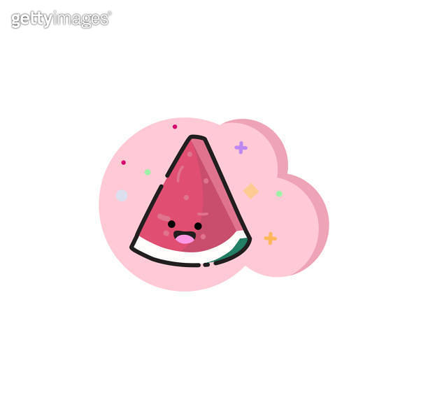 Kawaii summer food. Tasty sammer. Bright cute sticker. Icons with ...