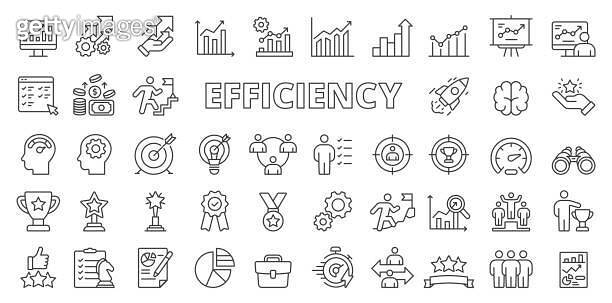 Efficiency icons in line design. Efficiency, productivity, optimization ...