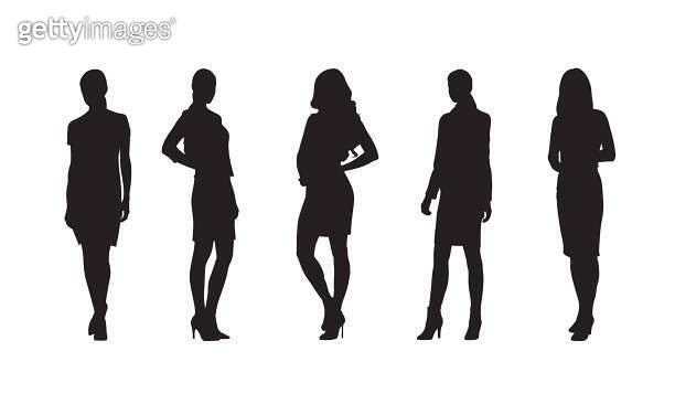 Woman, group of business women isolated vector silhouettes 이미지 ...
