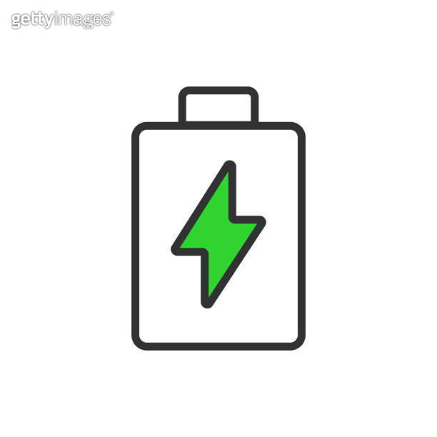 Charged battery, in line design, green. Charged, Battery, Full, Power ...