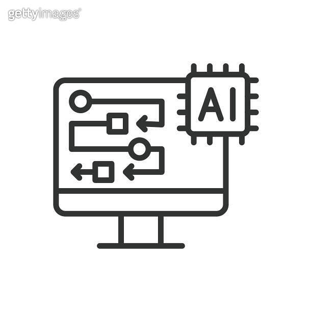 AI flowchart generator, icon in line design. AI, flowchart, generator ...