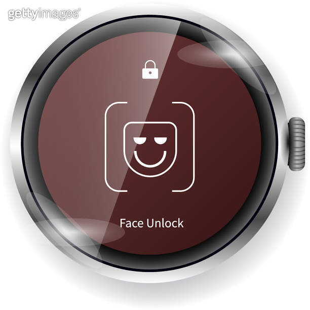 Smartwatch Face Unlock UI Design With Facial Recognition Icon and ...