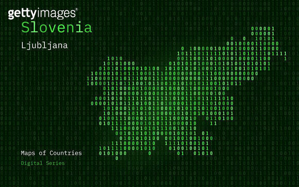 Slovenia Map Shown In Binary Code Pattern Matrix Numbers Zero One