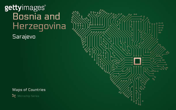 Bosnia and Herzegovina Map with a capital of Sarajevo. Republika Srpska ...