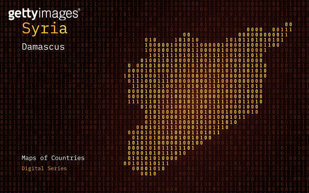 Syria Map Shown in Binary Code Pattern. Matrix numbers, zero, one ...