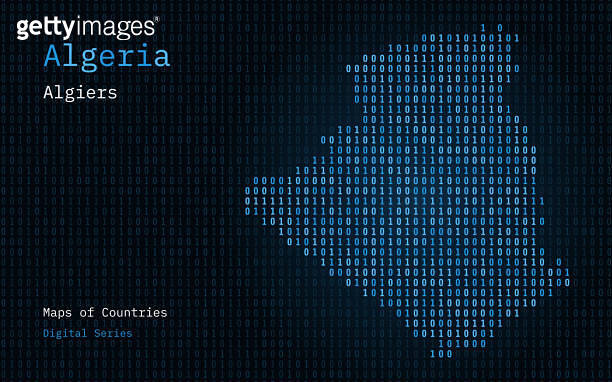 Algeria Map Shown in Binary Code Pattern. TSMC. Matrix numbers, zero ...