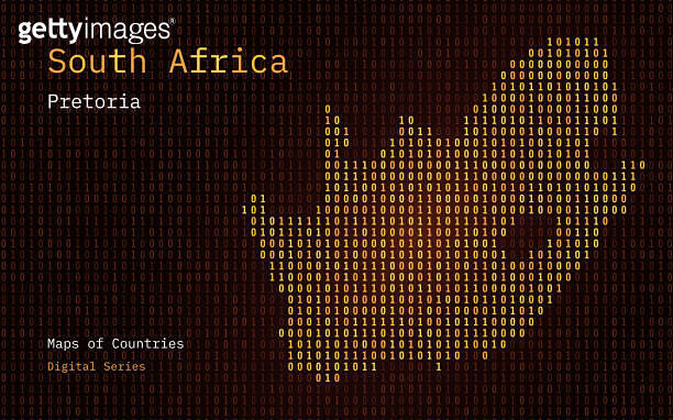 South Africa Map Shown in Binary Code Pattern. TSMC. Matrix numbers ...