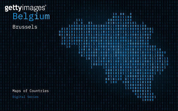 Belgium Map Shown in Binary Code Pattern. Matrix numbers, zero, one ...