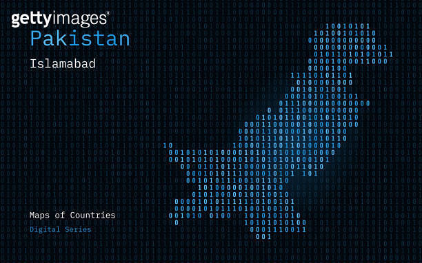 Pakistan Map Shown in Binary Code Pattern. TSMC. Matrix numbers, zero ...
