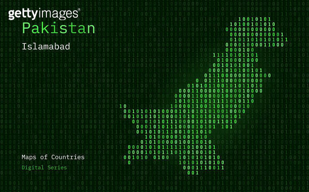 Pakistan Map Shown in Binary Code Pattern. TSMC. Matrix numbers, zero ...