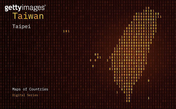 Taiwan Green Map Shown in Binary Code Pattern. TSMC. Matrix numbers ...