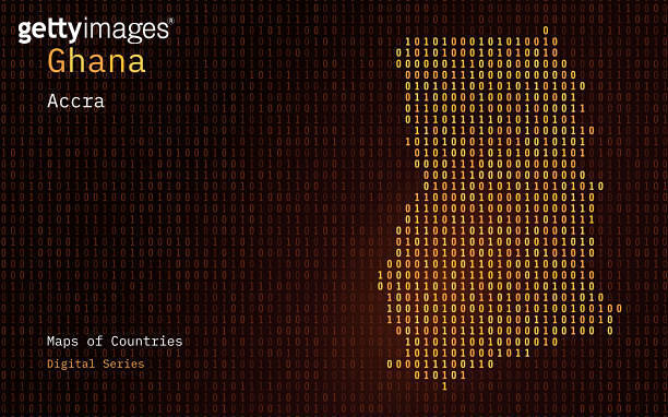 Ghana Map Shown in Binary Code Pattern. Matrix numbers, zero, one. 이미지 ...