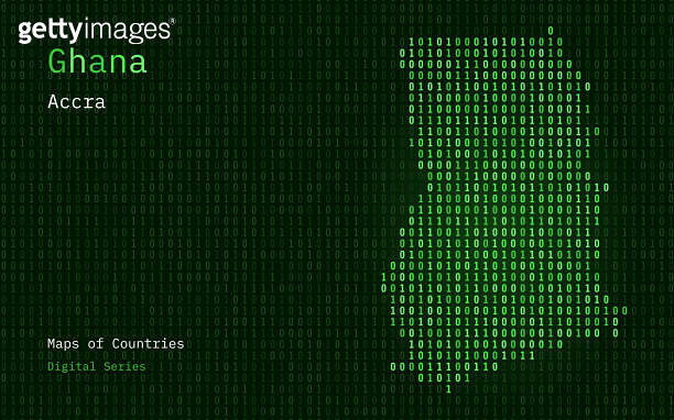 Ghana Map Shown in Binary Code Pattern. Matrix numbers, zero, one. (2002157054) 일러스트, 무료 일러스트 ...