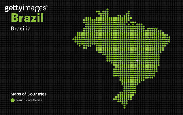 Creative Dotted Map of Brazil with capital Brasilia. Round dots ...