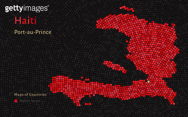 Haiti Map with a capital of Port-au-Prince Shown in a Mosaic Pattern ...