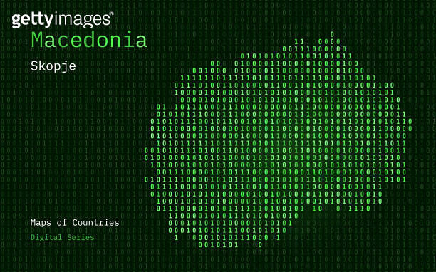 Macedonia Map Shown in Binary Code Pattern. Matrix numbers, zero, one ...