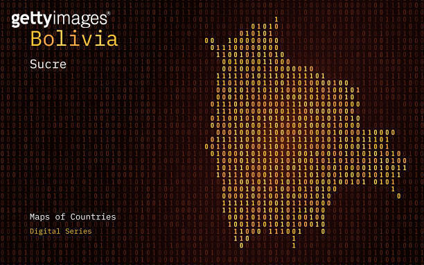 Bolivia Map Shown in Binary Code Pattern. Matrix numbers, zero, one ...