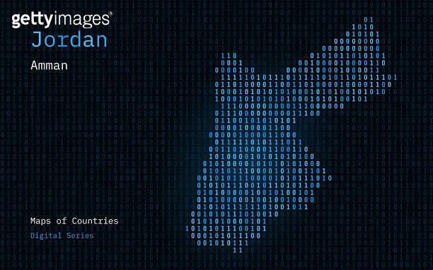 Jordan Map Shown in Binary Code Pattern. TSMC. Blue Matrix numbers ...