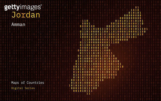Jordan Map Shown in Binary Code Pattern. TSMC. Blue Matrix numbers ...