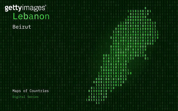 Lebanon Map Shown in Binary Code Pattern. TSMC. Blue Matrix numbers, zero, one. 이미지 (1987263719 ...