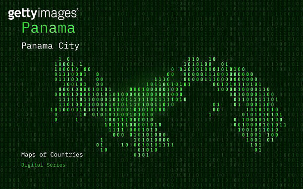Panama Map Shown in Binary Code Pattern. TSMC. Green Matrix numbers, zero, one. 이미지 (1977163627 ...
