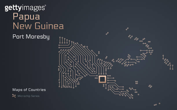 Papua New Guinea Map with a capital of Port Moresby Shown in a ...