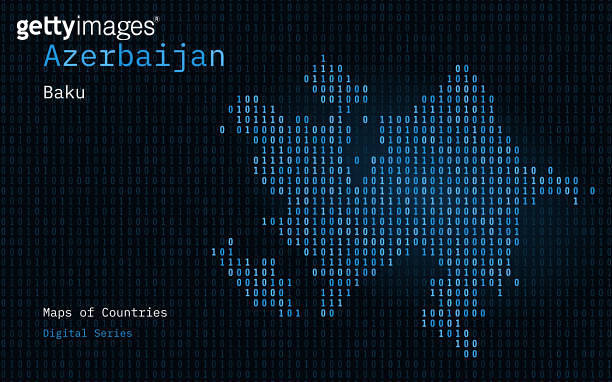 Azerbaijan Map Shown in Binary Code Pattern. TSMC. Matrix numbers, zero ...