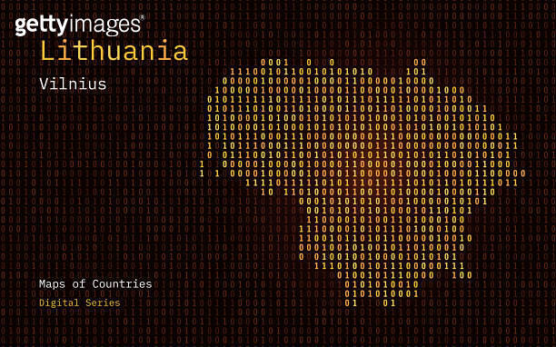Lithuania Map Shown in Binary Code Pattern. Matrix numbers, zero, one. (2060416101) - 게티이미지뱅크
